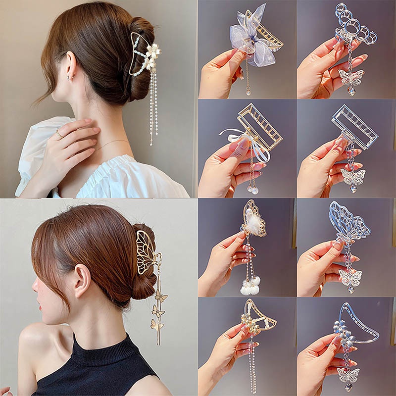Korea Back Head Ins Metal Clip Three-dimensional Butterfly Clip Elegant ...