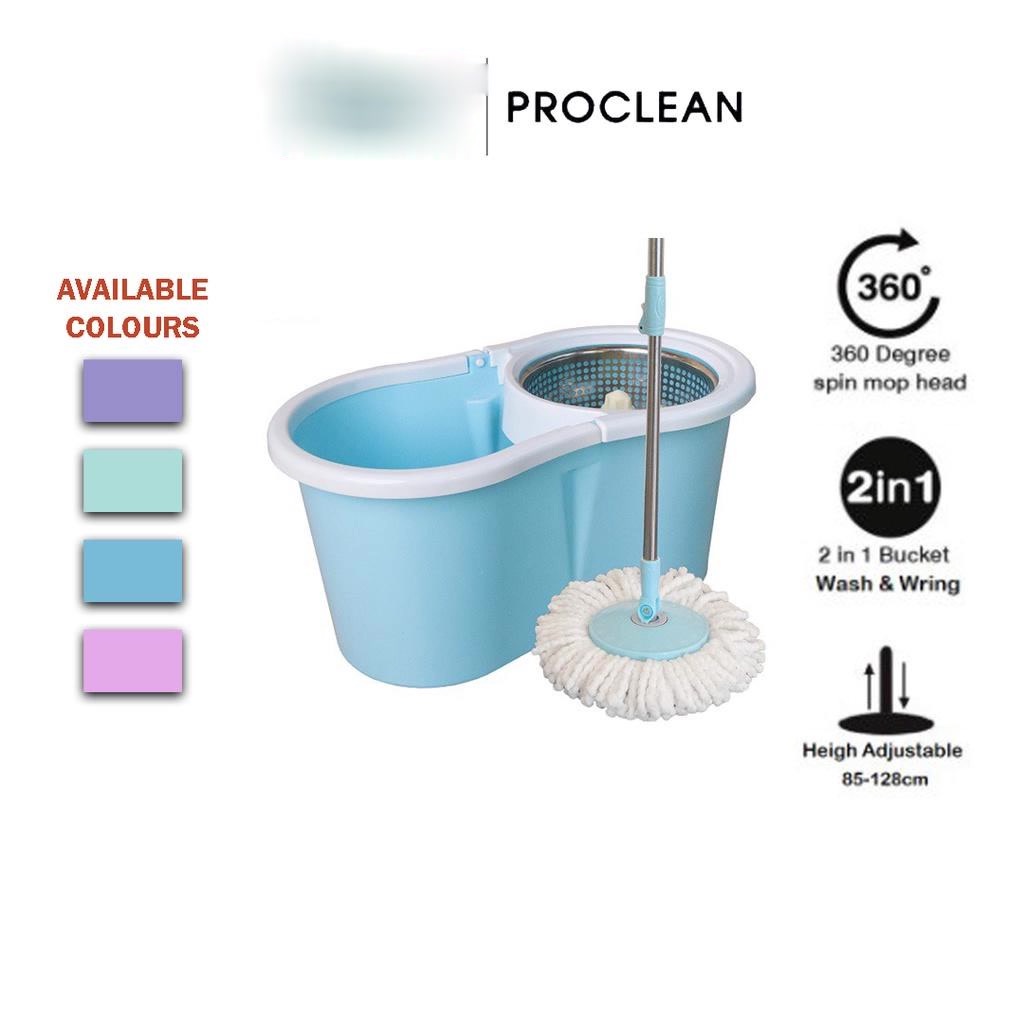 ProClean Pastel Colour Stainless Steel Spin Mop and Mop Bucket ECO ...