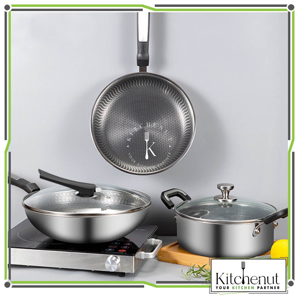 Kitchenut 3 In 1 SUS 316 Stainless Steel Non-Stick Sasite Wok, Pot And ...