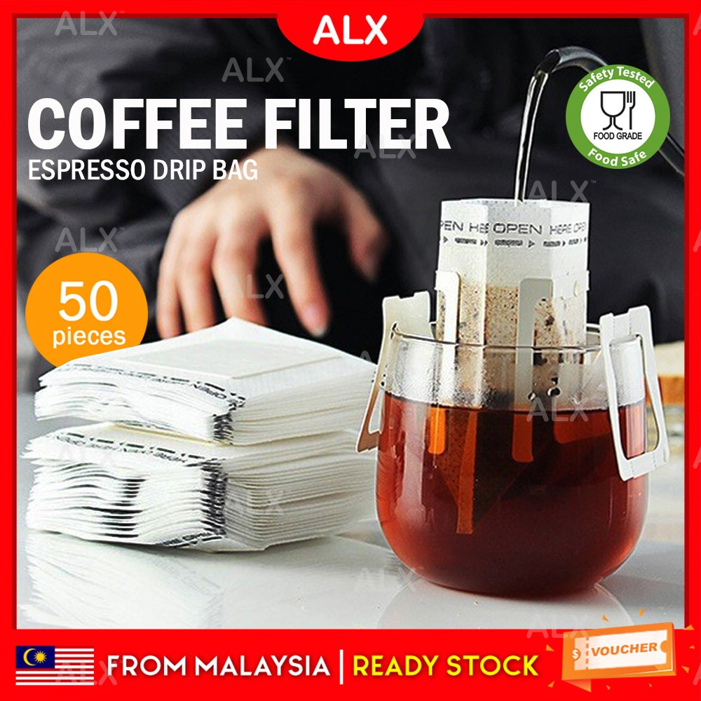 ALX Ground Coffee Filter Drip Bag Portable Hanging Ear Travel Paper ...