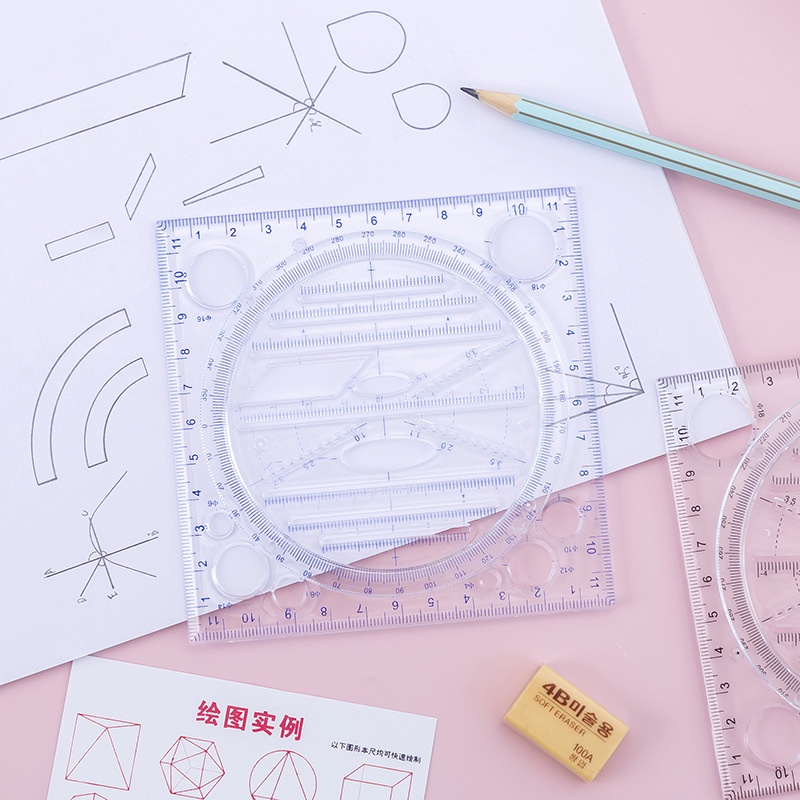 Letit Multifunction Geometric Drawing Ruler Transparent Ruler Acrylic ...