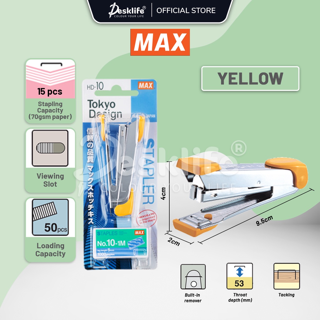 Desklife MAX Tokyo Design Stapler HD-10 + Staples - (1s/SET) Stationary ...