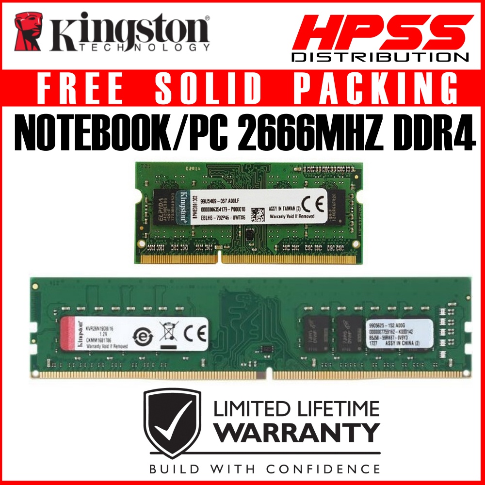 Kingston RAM 4GB 8GB 16GB DDR4 2666Mhz 3200Mhz KINGSTON NOTEBOOK RAM PC ...