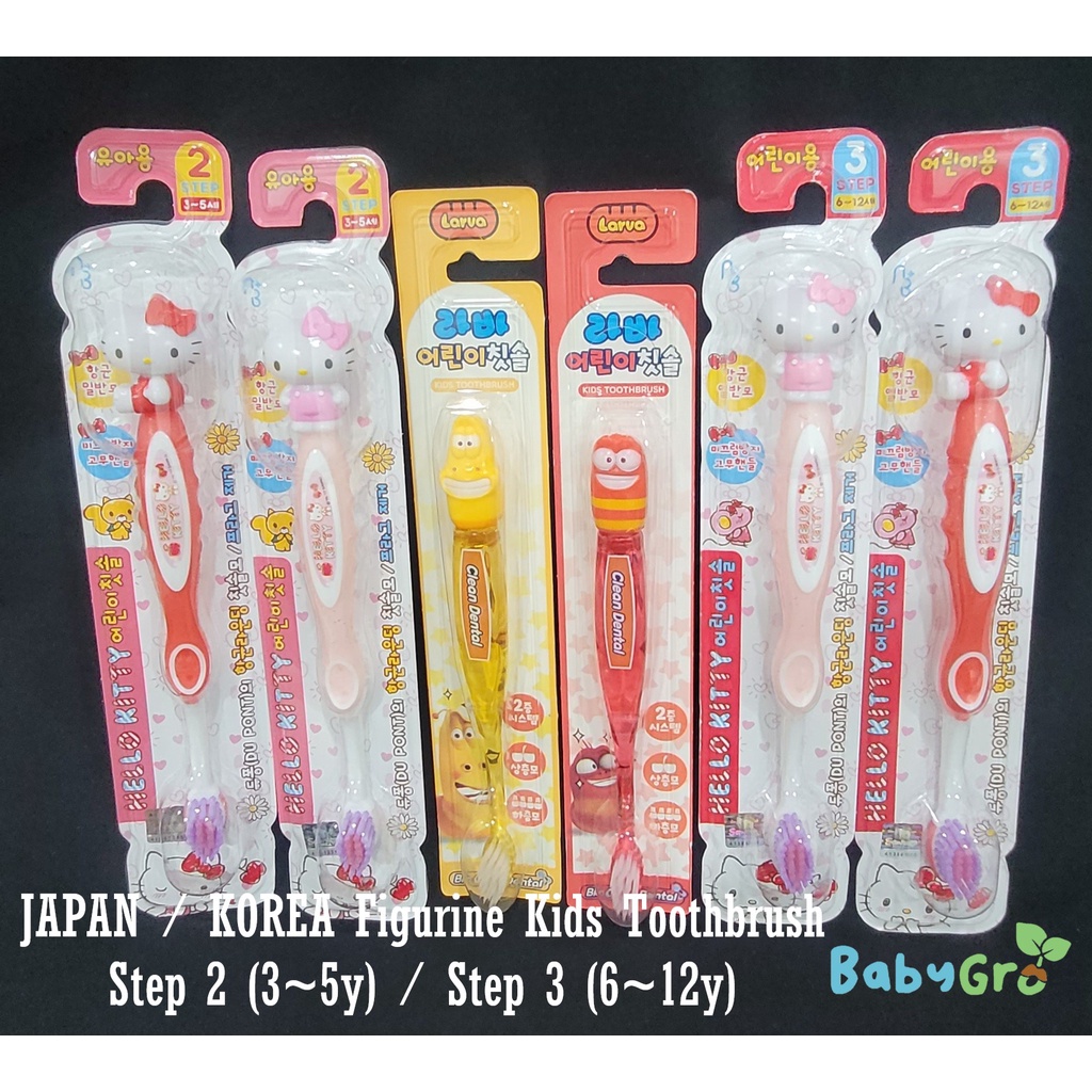 Babygro JAPAN/KOREA Sanrio Figurine Kids Toothbrush HELLO KITTY/LARVA ...