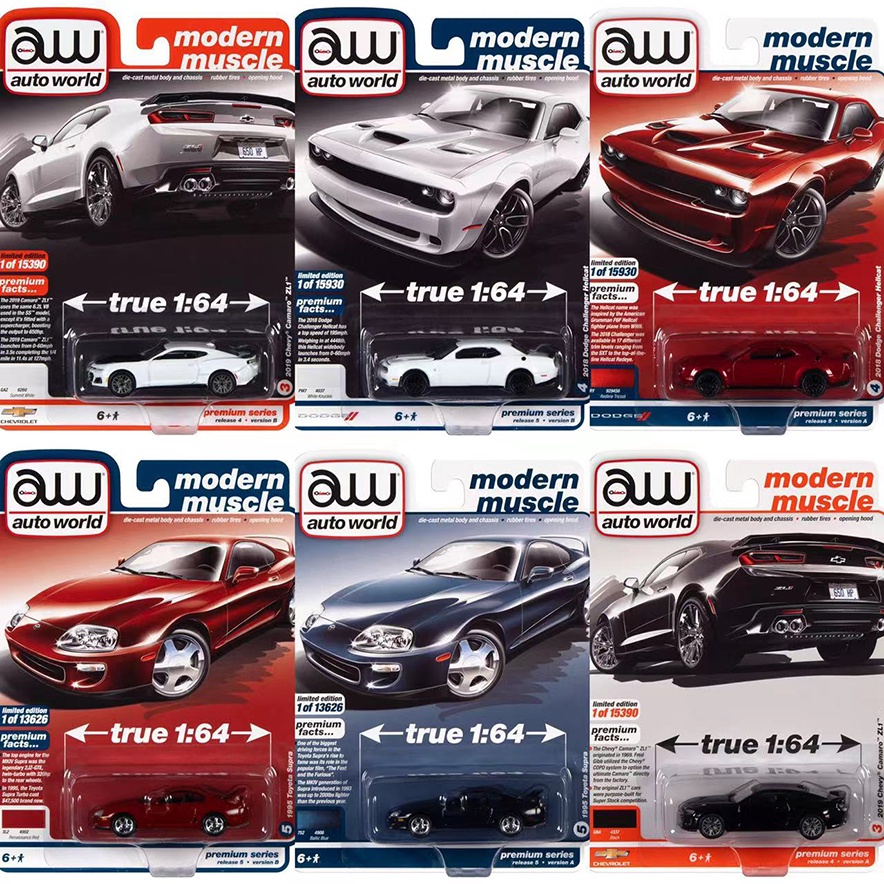 AutoWorld 1:64 Model Car Toyota Supra SRT Hellcat Chevrolet Camaro ZL1 ...