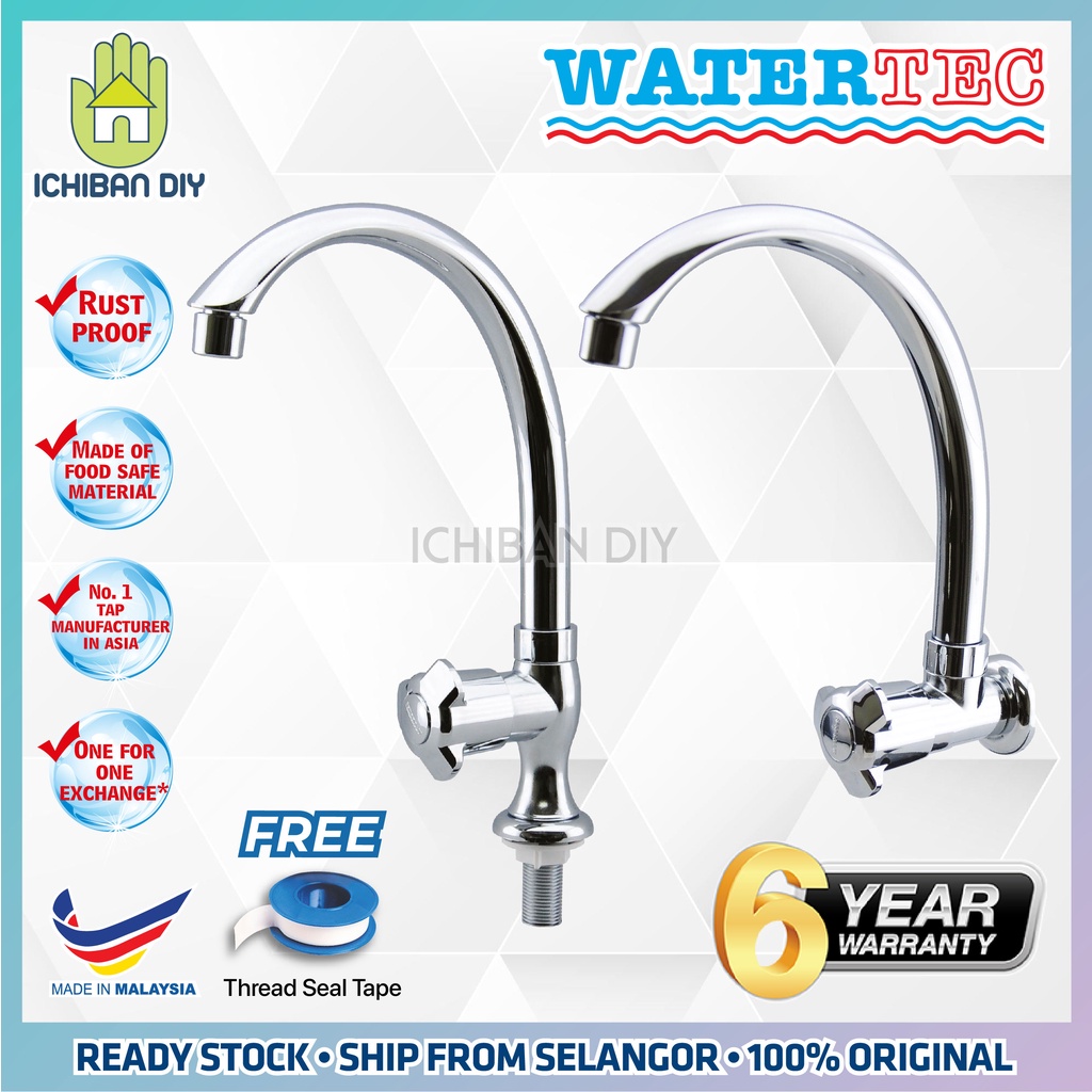 WATERTEC Pillar / Wall Sink Tap K4tana 103 N Wtc Chrome White Kitchen ...