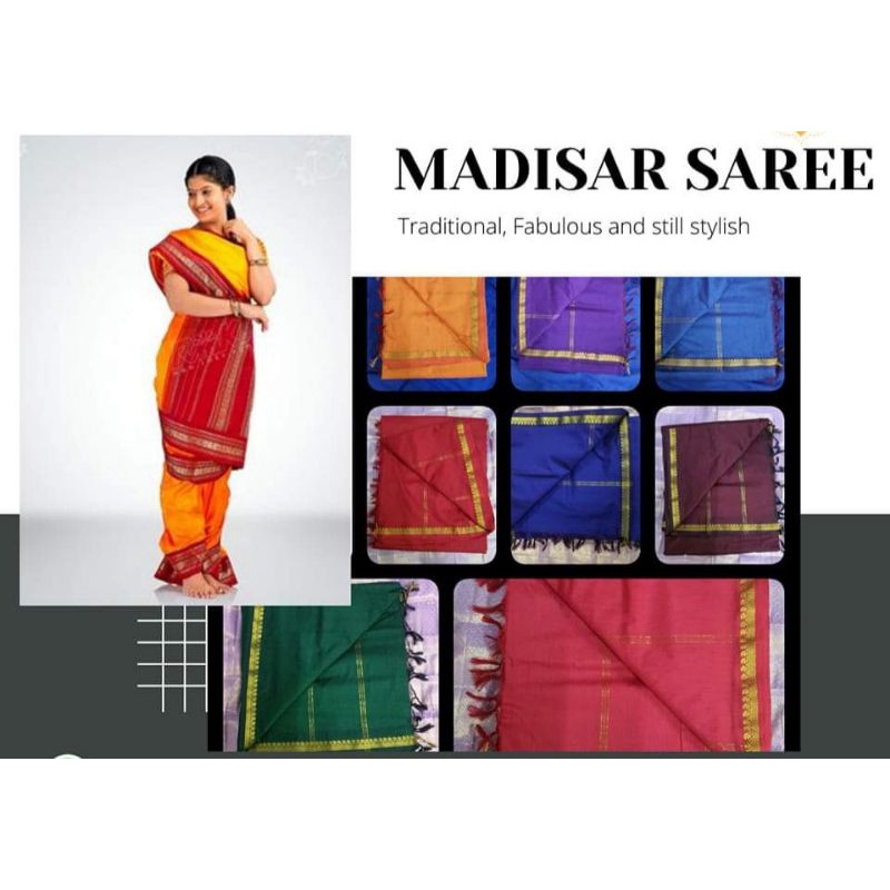 [Ready Stock] Pure Cotton Madisar sarees from Taminadu India | Shopee ...