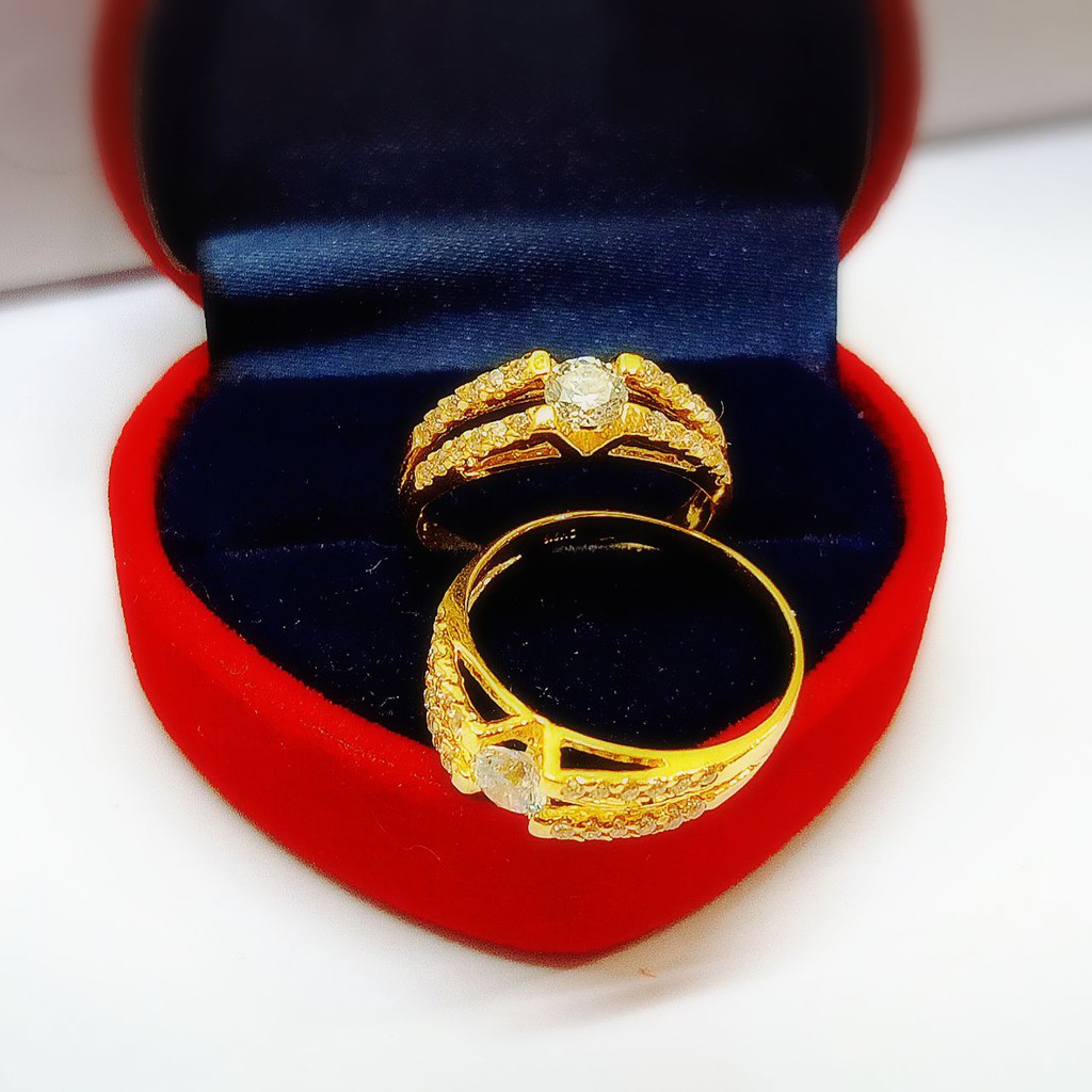 LAELA CINCIN PERMATA EMAS TULEN 916 GOLD WITH STONE RING | Shopee Malaysia