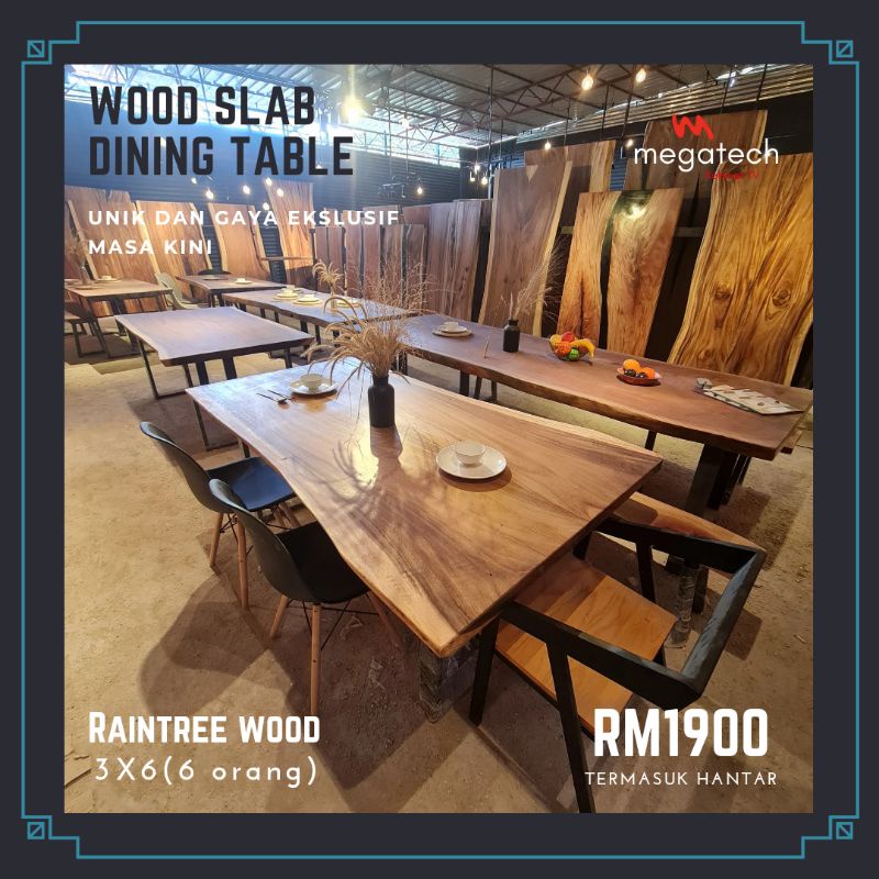 🔥🔥 𝗠𝗘𝗝𝗔 𝗠𝗔𝗞𝗔𝗡 𝗞𝗔𝗬𝗨 𝗕𝗔𝗟𝗔𝗞, 𝗗𝗜𝗡𝗜𝗡𝗚 𝗧𝗔𝗕𝗟𝗘 𝗪𝗢𝗢𝗗 𝗦𝗟𝗔𝗕 | Shopee Malaysia