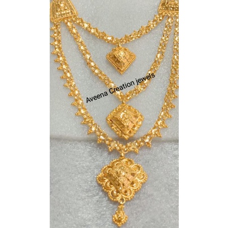 Gold Plated 3 Layer Malai chain long Haaram exclusive wedding ...