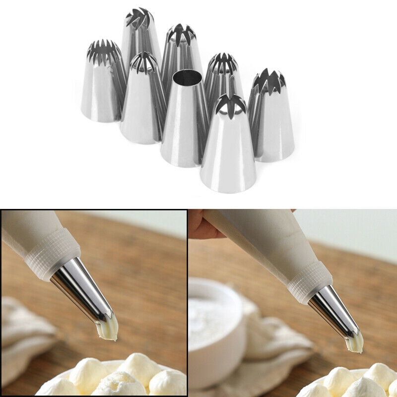 8pcs/Set Flower Cream Icing Piping Nozzles Cake Decor Kitchen Baking ...
