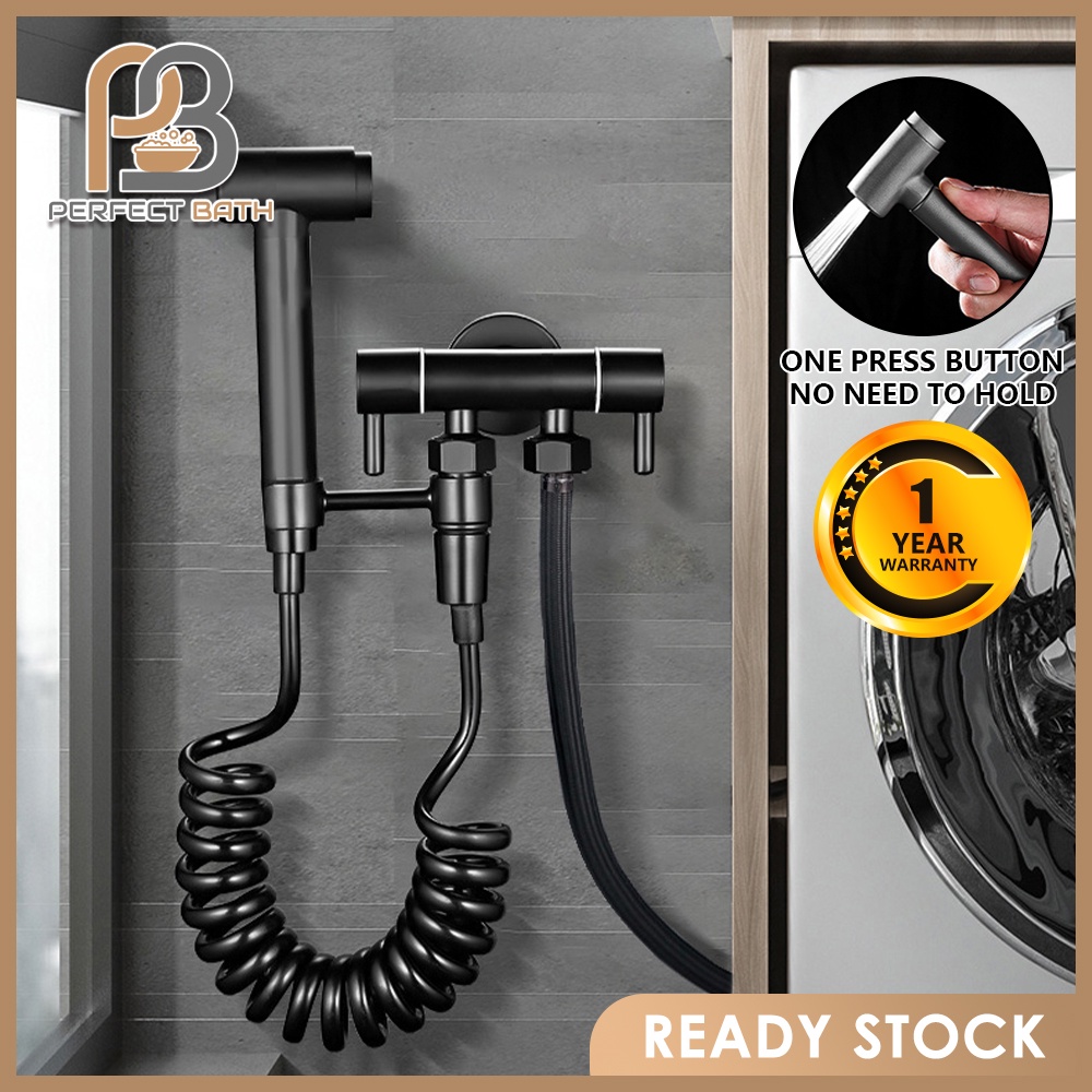 [FULL SET] Perfect Bath Dual Tap Bidet Spray Set Bathroom Pipe Paip ...