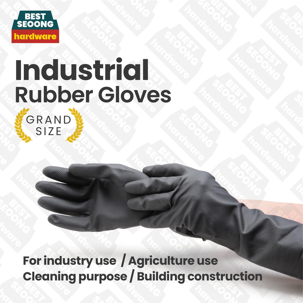 Industrial Rubber Gloves/ Black Gloves/Glove Gajah/ Sarung Tangan ...
