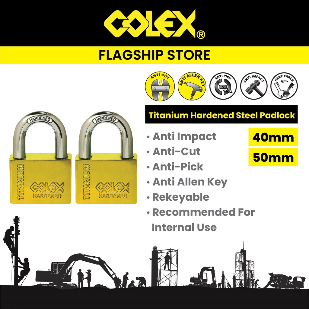 COLEX Titanium Coated Chrome Plated Hardened Steel Padlock Keyed Alike ...