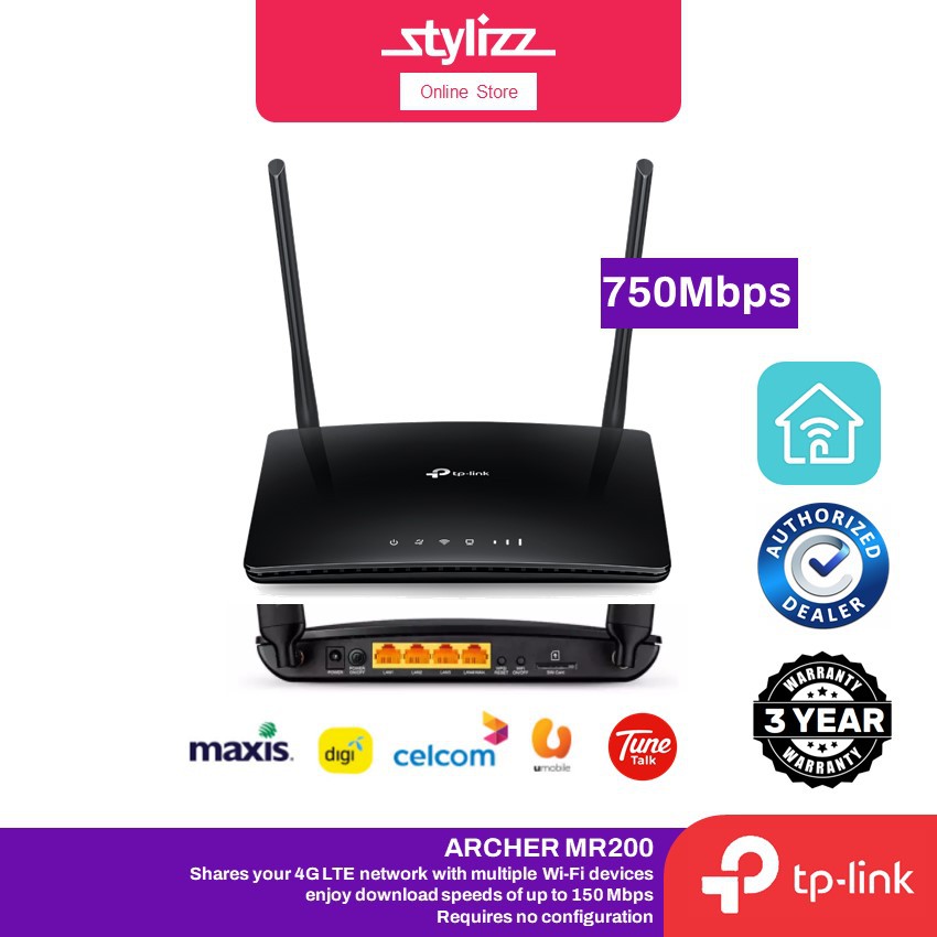 TP-Link AC750 Dual Band 5Ghz 4G LTE WiFi SIM Router Modem MR200 ...