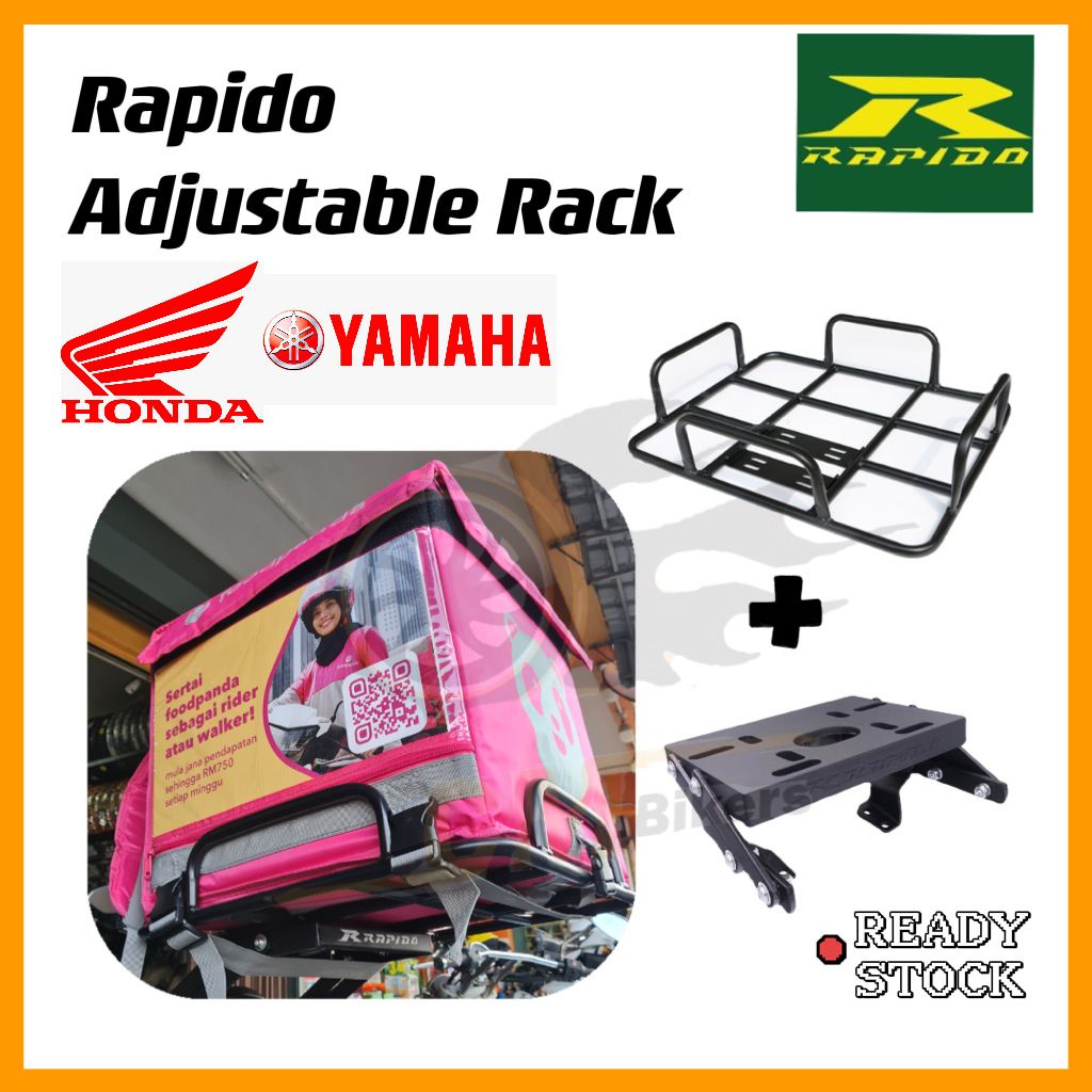 Clearance Stock RAPIDO Plastic AdjustableRack + Bag Rack Besi For HONDA ...