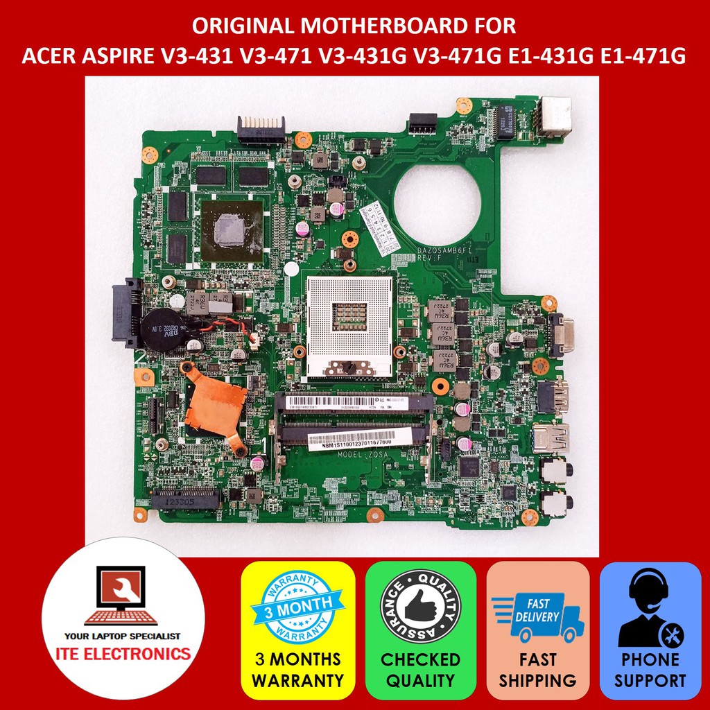 ACER ASPIRE V3-431 V3-471 V3-431G V3-471G E1-431G E1-471G MOTHERBOARD DAZQSAMB6F1 | Shopee Malaysia
