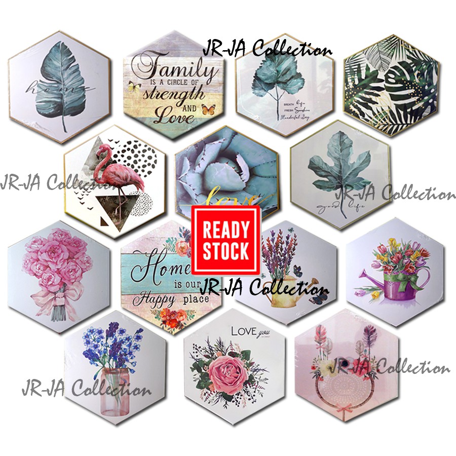 Frame Deko Hiasan Dinding Hexagon Monstera, Daun, Bunga, Leaf, Flowers ...