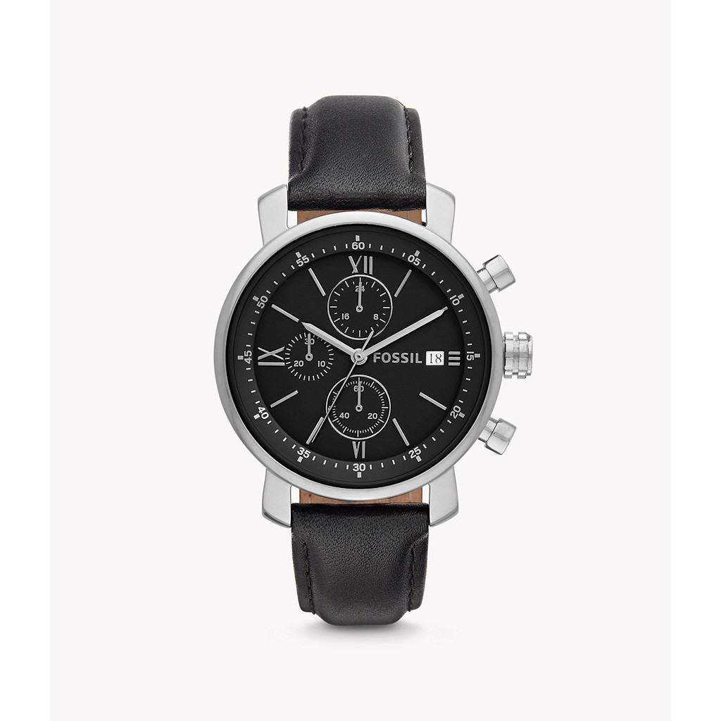 Fossil BQ1006 Rhett Chronograph Black Leather Watch (2 Year Warranty ...
