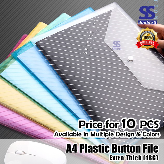 A4 Plastic Button Files 10PCS/Dokumen Folder Plastik A4/Poket Fail ...