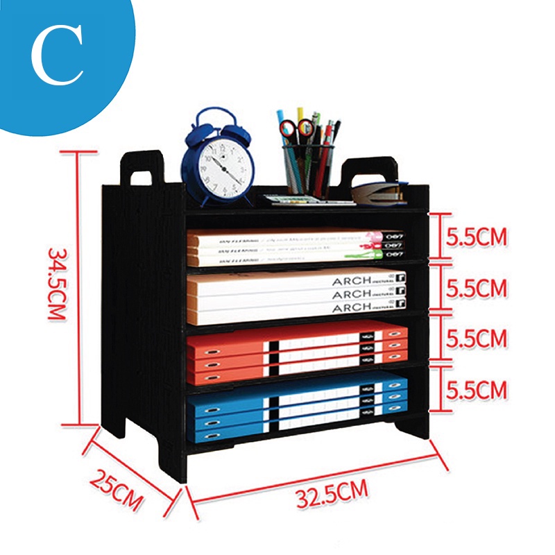 Office tabletop document tray rack paper storage stackable file ...