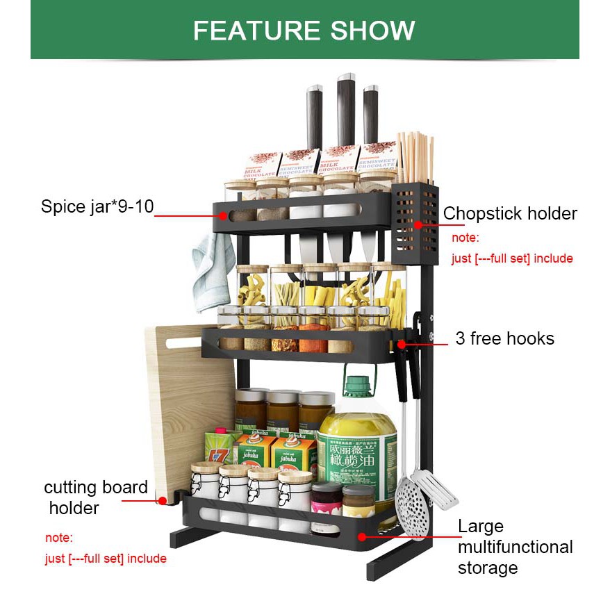 Rak Dapur Rak Botol Rak Rempah Kitchen Storage Rack 304 Stainless Steel ...