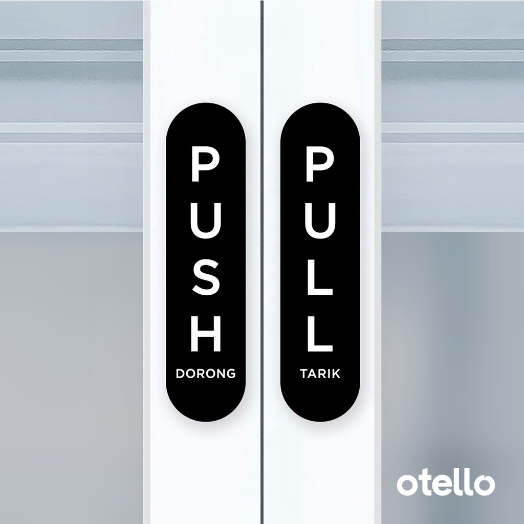 KAYU Otello Label Sticker Push Pull Rounded Classic Sign Acrylic Wood ...
