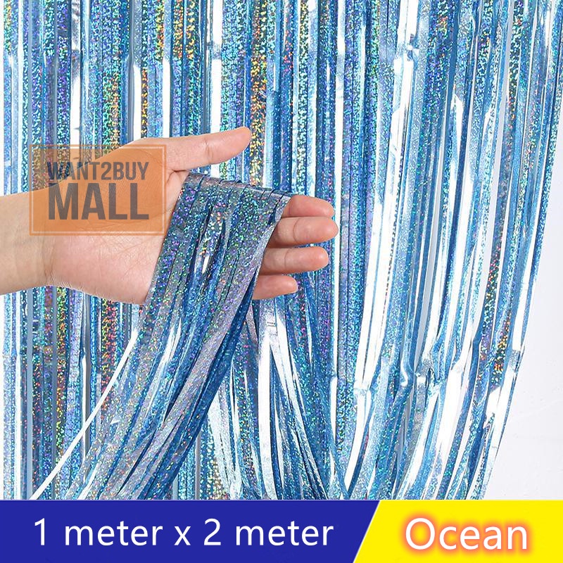 🇲🇾 🏆 Foil Rain Curtain Metallic Birthday Wedding Balloon Festival Wall ...