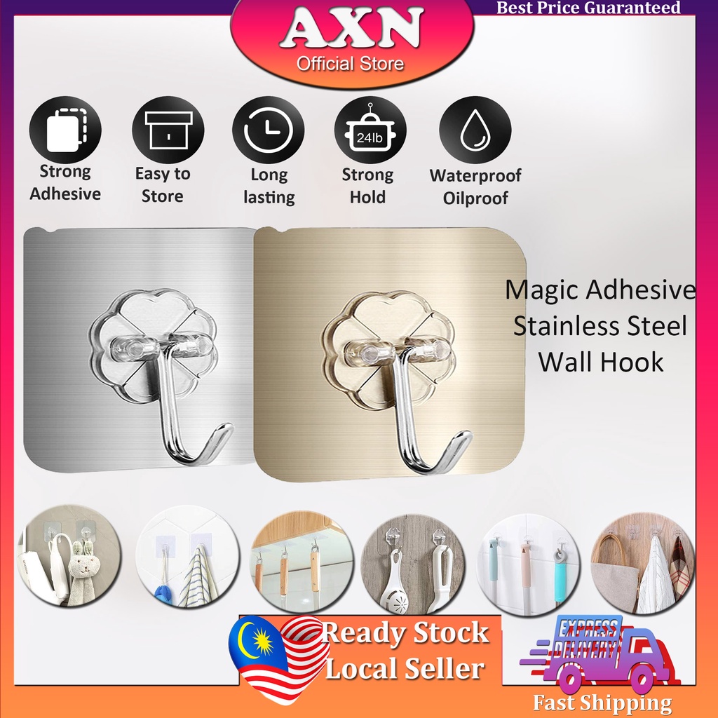AXN Magic Adhesive Wall Hook Bathroom Kitchen Living Room Hanging Hook ...