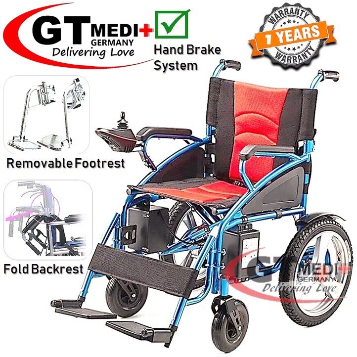 E11-35 GT MEDIT GERMANY Lightweight Electric Wheelchair Foldable Travel Transport Motor Wheel ...