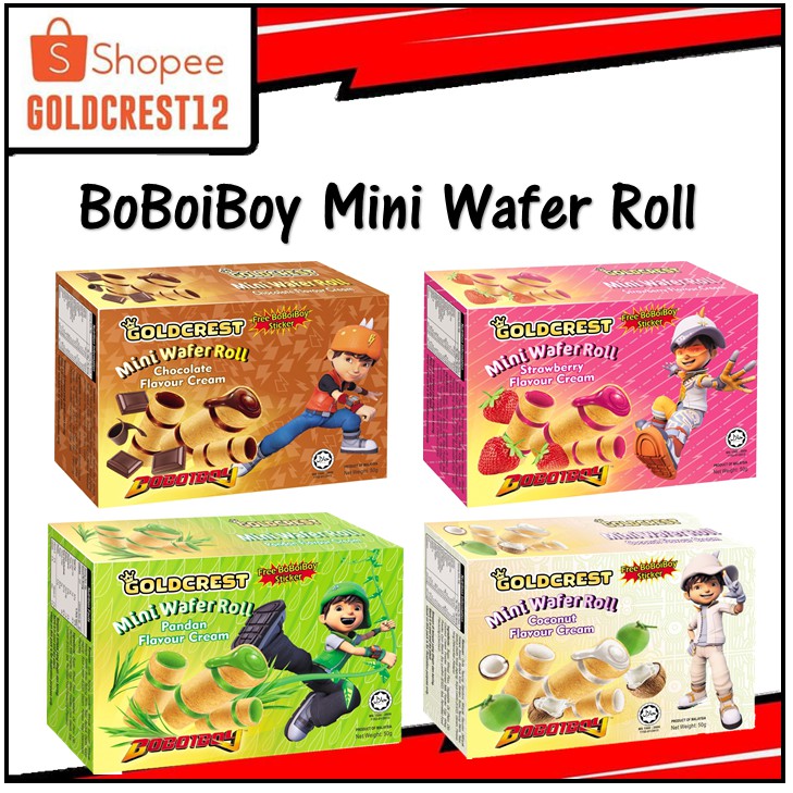 Boboiboy Mini Wafer Roll Chocolate / Strawberry 50g | Shopee Malaysia