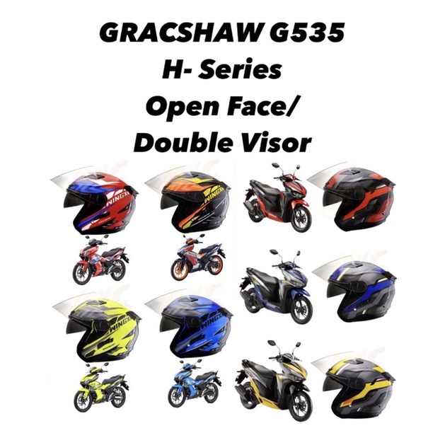 Gracshaw Gennex G535 Honda Wingx Vcruz Open Face Helmet Double Visor ...
