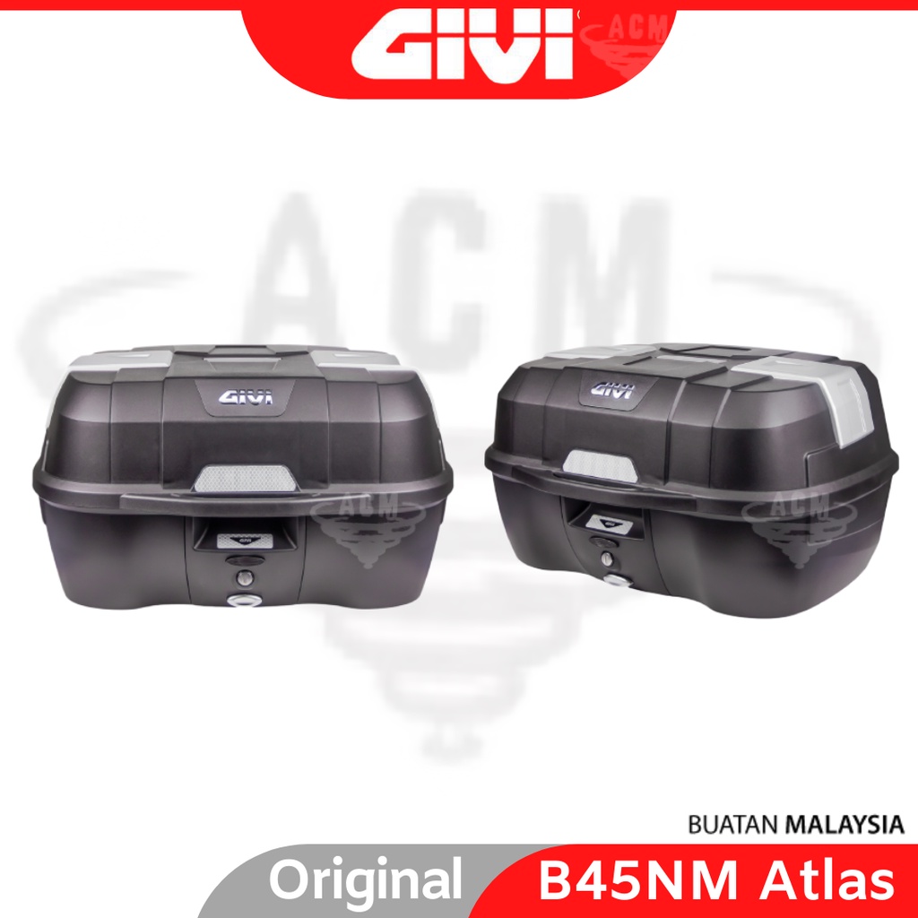 GIVI ATLAS MONOLOCK TOPCASE BLACK B45NM BOX / Givi Atlas B45 NM 45Litre Box / Kotak Givi B 45 ...