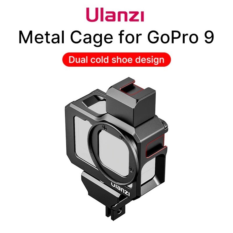 ULANZI G9-5 Metal Case Vlog Cage Microphone Mic Adapter Mount Holder for GoPro HERO 12 11 10 9 ...