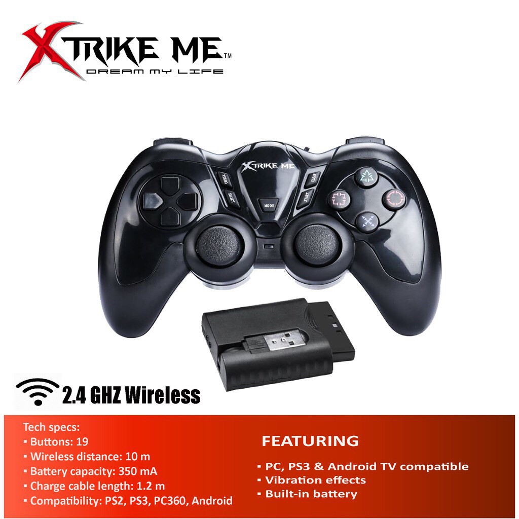 XTRIKE ME GAMING Wireless Gamepad Joystick 2.4GHz For PC PC360 PS2 PS3 ...