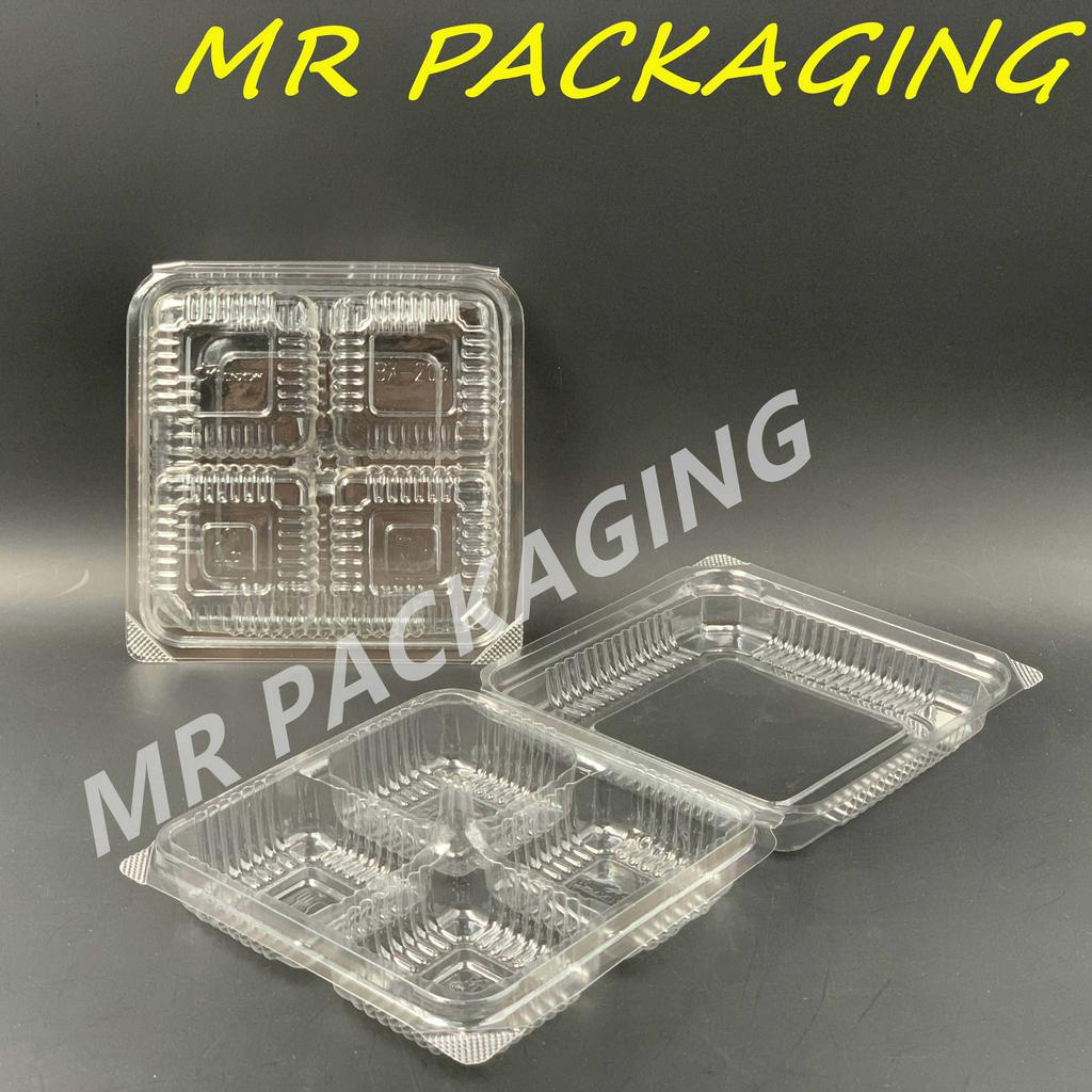 4 compartment OPS Plastic Tray [50pcs± ] Bakery Disposable Clear Food ...
