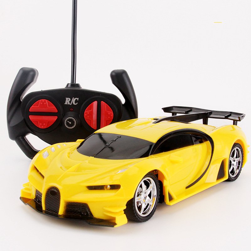 RC Remote Control Car 1:18 Bugatti Yellow with Led Lights Charging Off ...