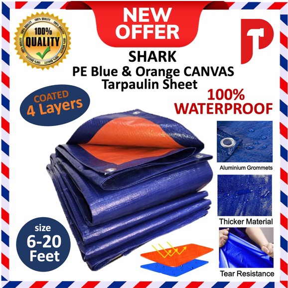 PE Blue & Orange Colour Canvas 🔥 Ready Stocks 🔥 Tarpaulin Sheet ...