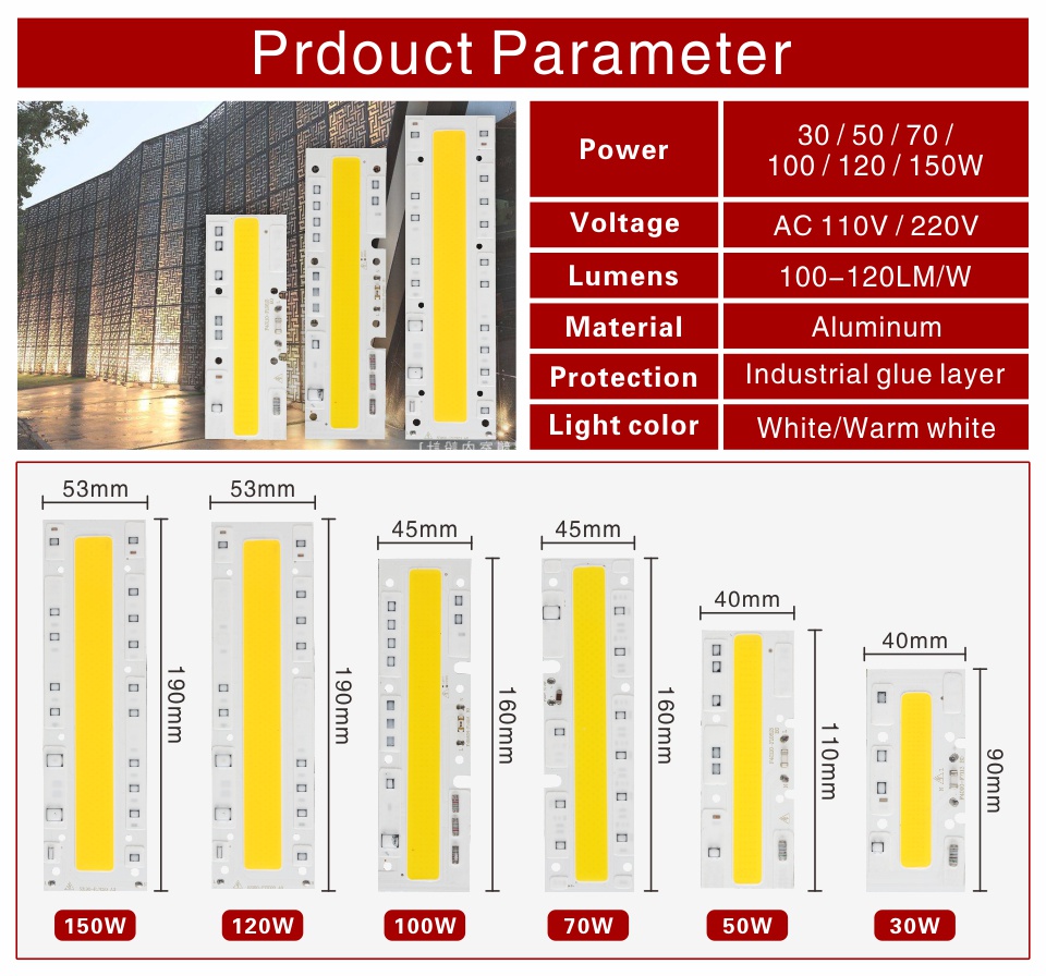 Got Liang LED Chip 30W 50W 70W 100W 150W 220V COB Chip For LED Flood ...