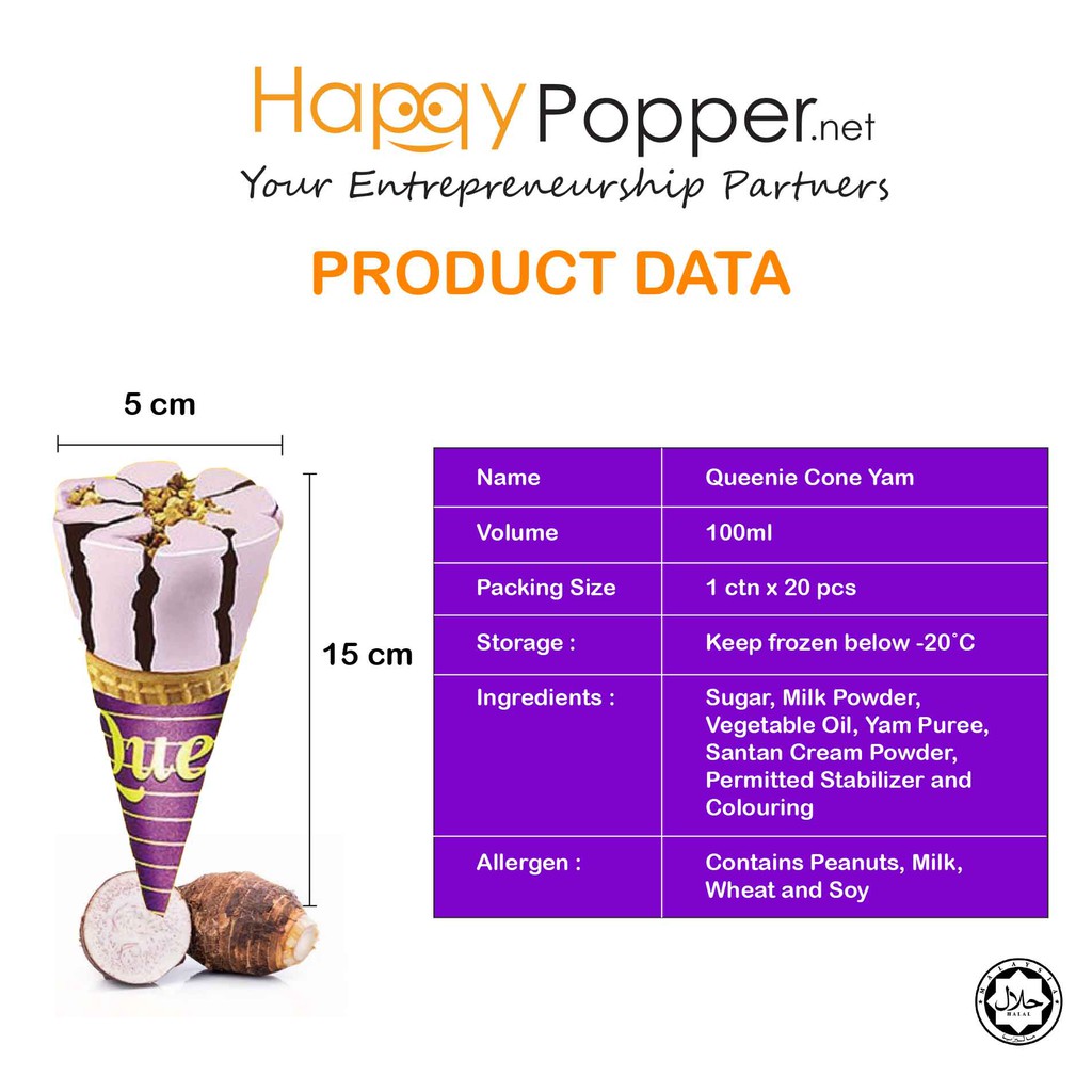 Happypopper Polar Ice Cream Cone 100ml x 20 pcs Chocolate Vanilla Yam ...