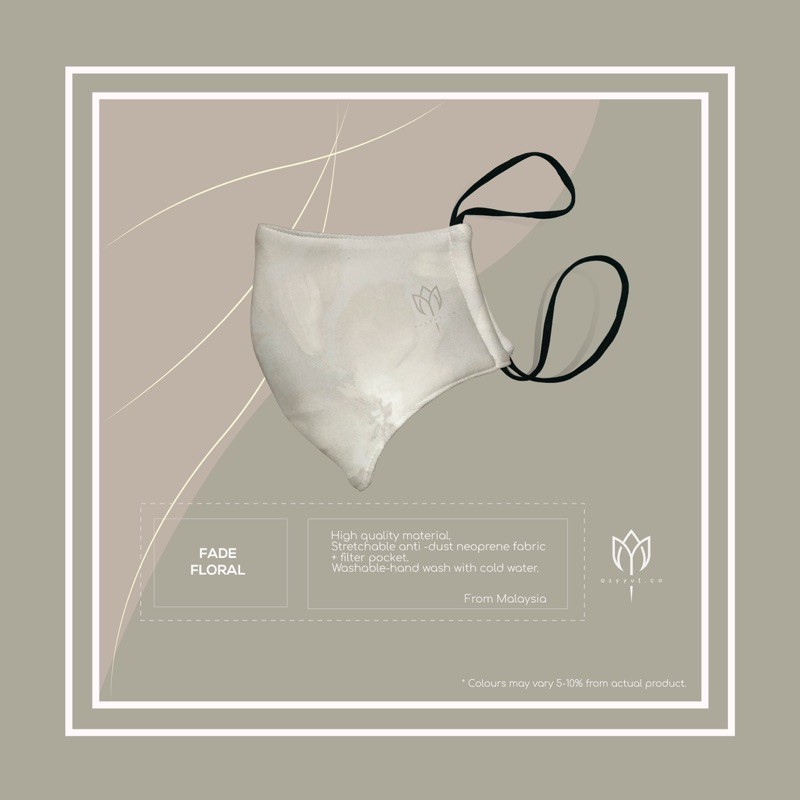 Face Mask, Head Loop hijab Face mask,Pelitup muka selesa(Fade Floral ...