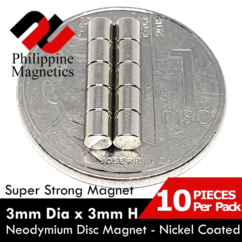 3MM DIAMETER X 3MM TH ( 2MM, 10MM TH ) Strong Neodymium Magnet. Ndfeb ...