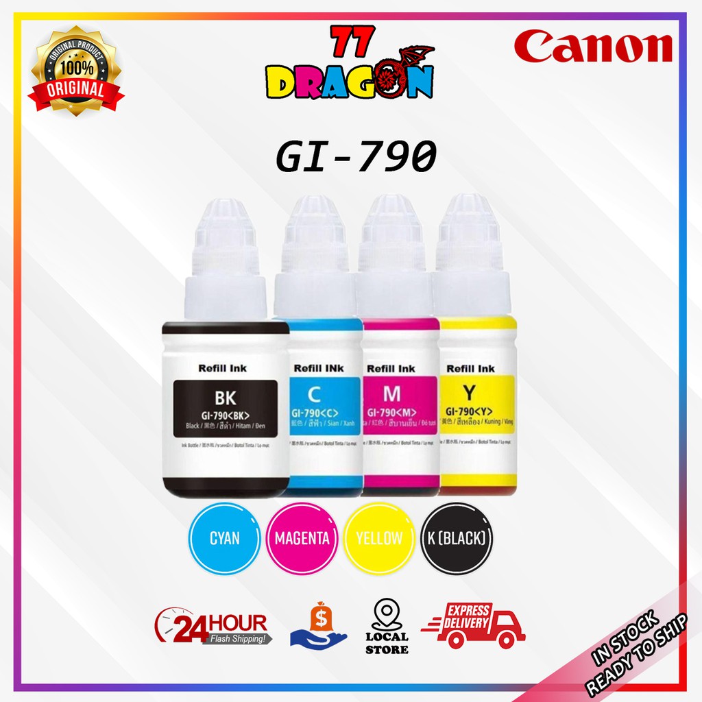 CANON GENUINE GL-790 GL790 GI790 GI-790 REFILL INK G-SERIES CYMK SET ...