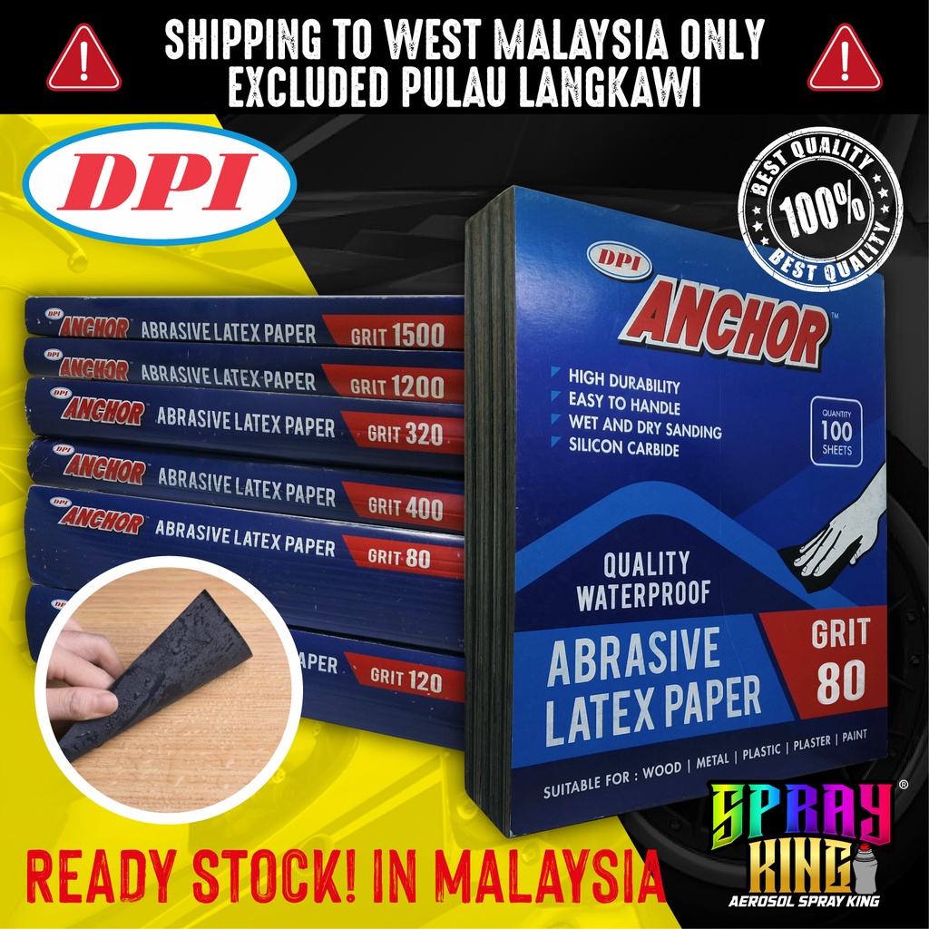 [ Anchor ABRASIVE SAND PAPER 80-1500 ] 👍 Kertas Pasir Gosok Body Motor ...