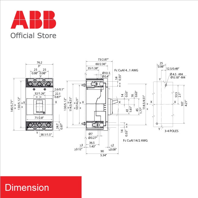ABB 36kA MCCB A1N 125 TMF 16A, 20A, 25A, 32A, 40A, 50A, 63A, 80A, 100A ...