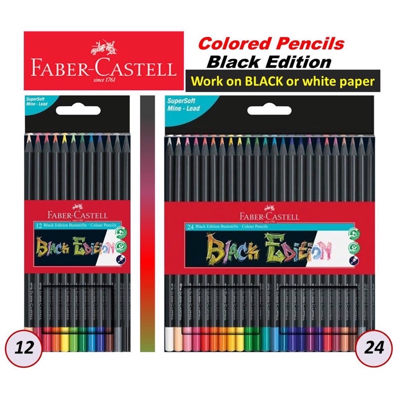 Faber Castell Black Edition Buntstifte Colour Pencils 12/24 FA-116412 ...