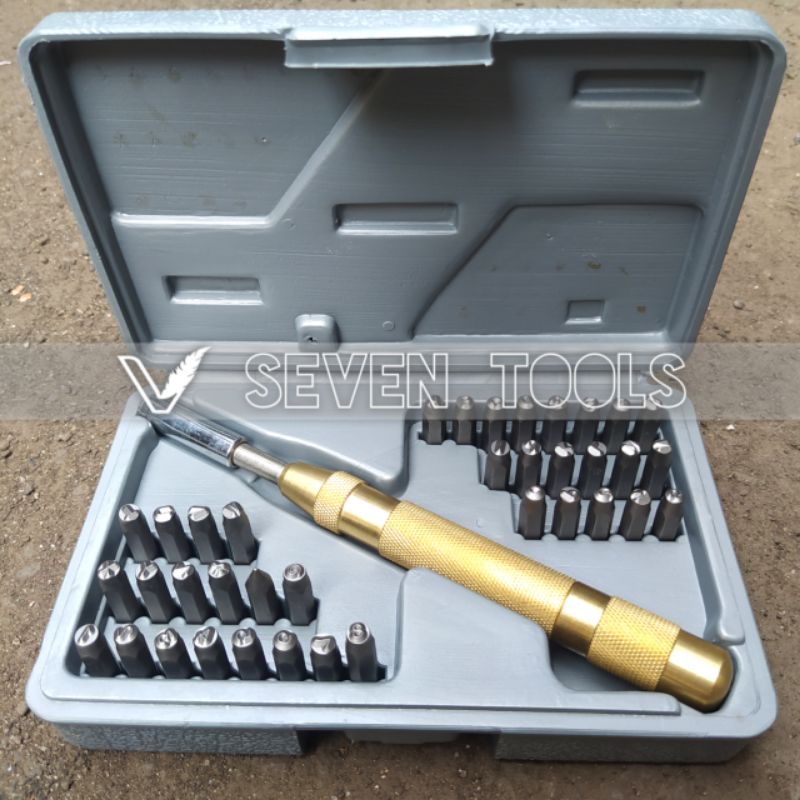 Stamp punch Diy 37 pcs Letter Number Knock tool Holder tool kit set ...