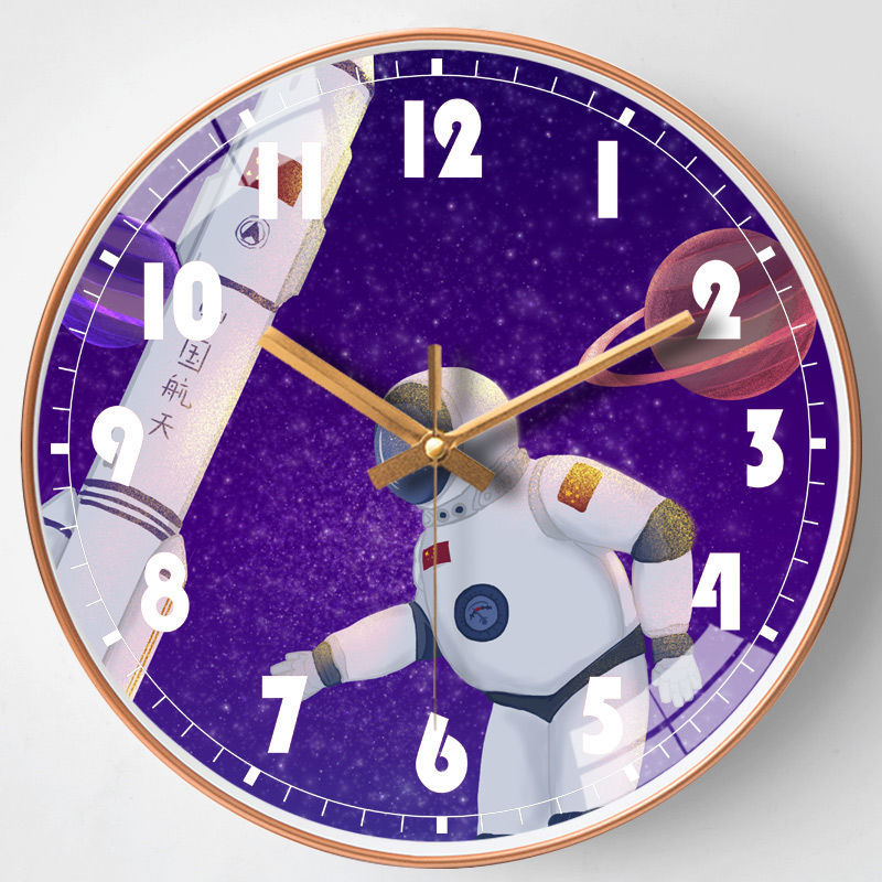 Interstellar Universe Children's Room Wall Clock Space Astronaut Silent ...