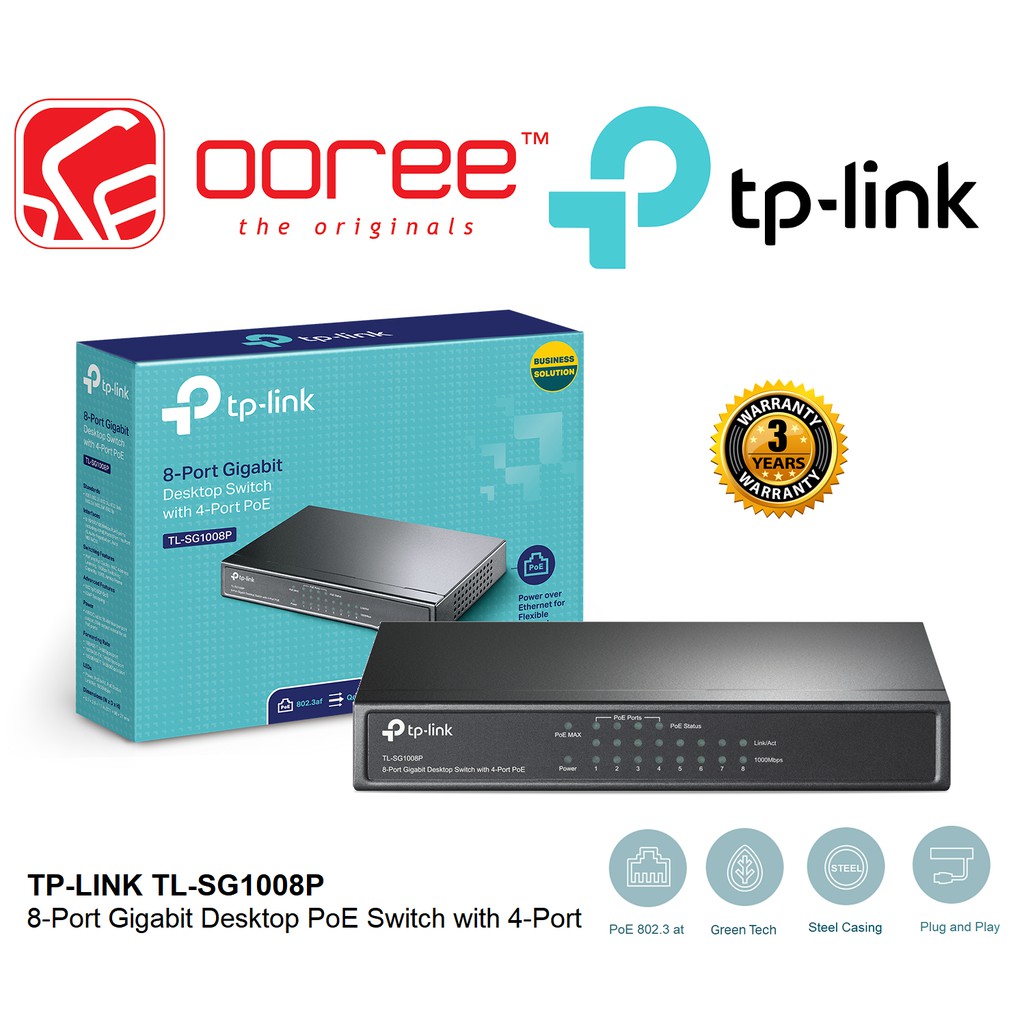 TP-LINK TL-SG1005P 5-PORT / TL-SG1008P 8-PORT GIGABIT DESKTOP POE SWITCH WITH 4-PORT, TRANSFER ...