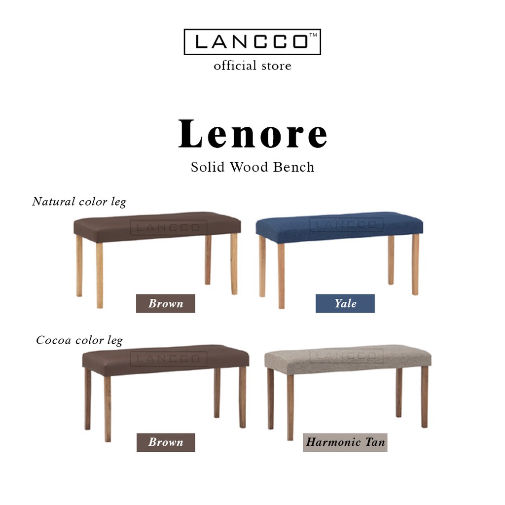 LANCCO: Lenore Solid Wood Bench/4color options/Dining Bench/Shoe Bench | Shopee Malaysia